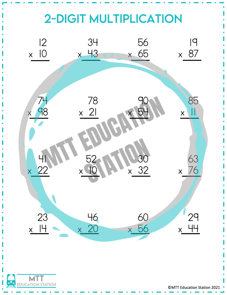 2 Digit Multiplication Fourth Grade Math Resource